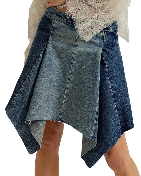 Free People Wild River Denim Handkerchief Skirt In Small Talk - 30